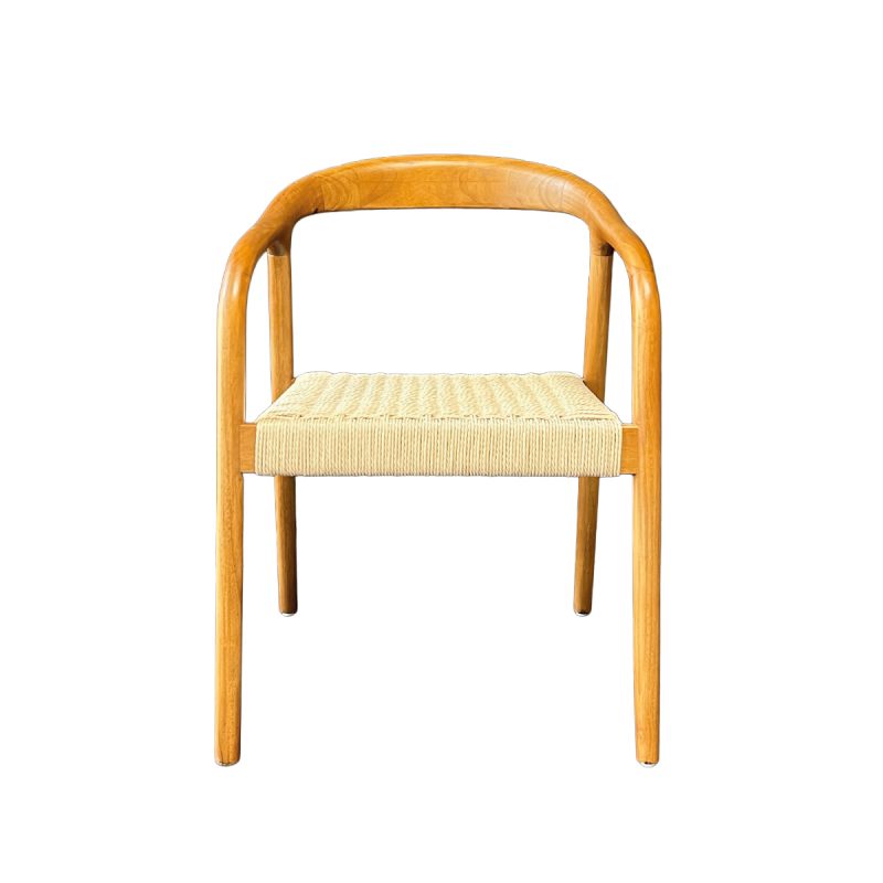 Silla Chloe Madera de Caucho Walnut y Cuerda Natural | NectarDeco.cl
