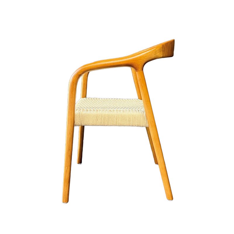 Silla Chloe Madera de Caucho Walnut y Cuerda Natural | NectarDeco.cl
