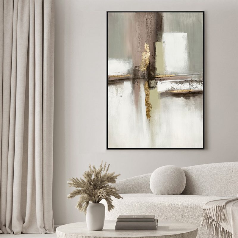 Cuadro El Hombre CANVAS pintado a mano Gris/Blanco marco Negro 70 x ...